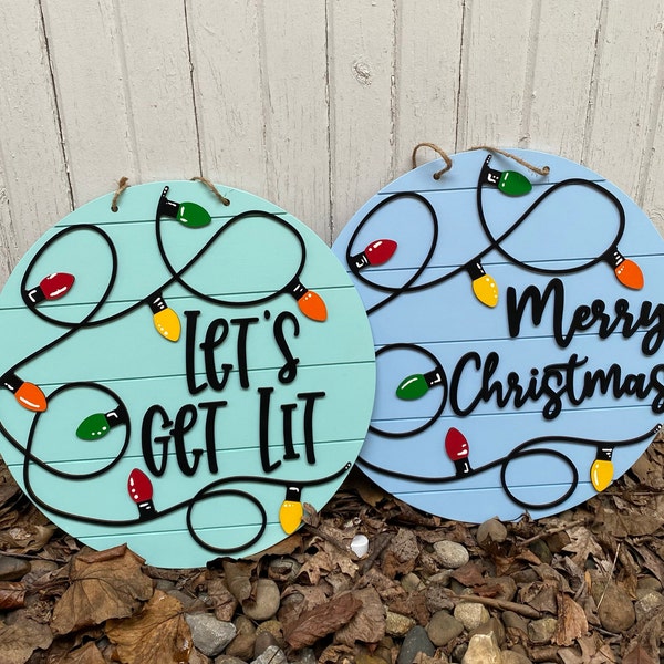Christmas Sign Bundle, Merry and Bright SVG, Merry Christmas, Lets Get ...