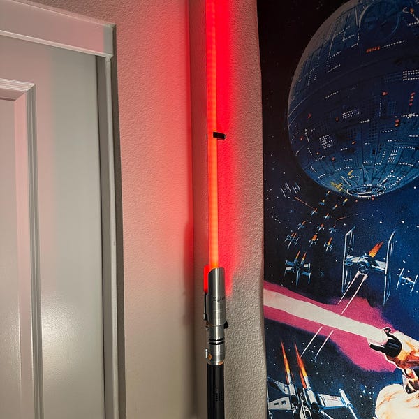 Double LED Lightsaber Wall Mount Stand Vertical - Fits All Lightsabers ...