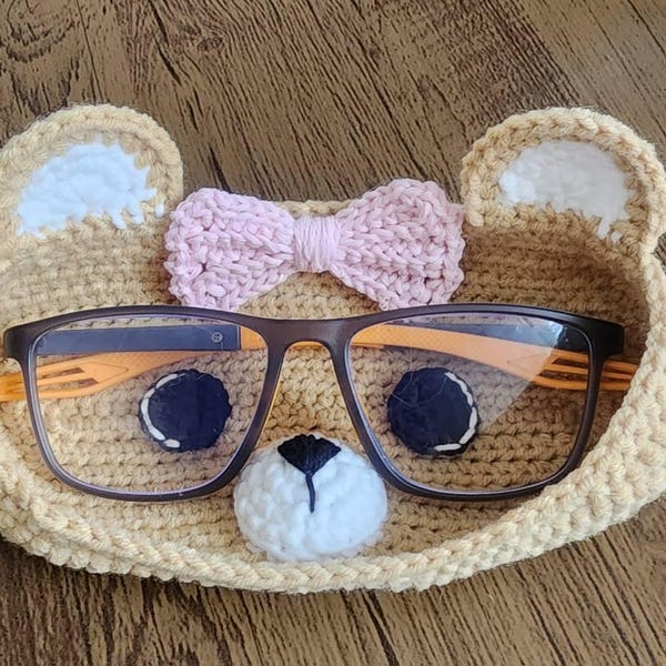 CROCHET PATTERN 2in1 Easy Eyeglasses Holder Cute Bear & Cat Animal ...