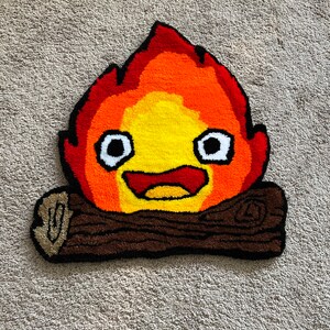 Calcifer Tufted Rug, Anime Tufted Rug, Cute Rug,howl's Moving Castle ...