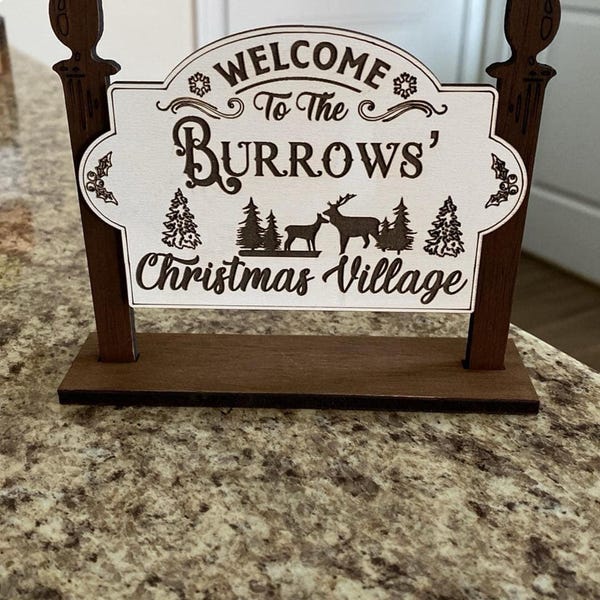 Personalized Christmas Village Sign, Welcome to Our Village Sign ...