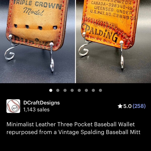 Leather Four Pocket Baseball Bifold Wallet Repurposed From a Vintage ...