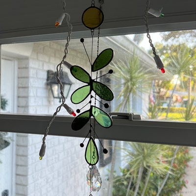 Mobile Suspendu En Verre, Mobile Décoratif En Vitrail, Mobile Bleu En ...