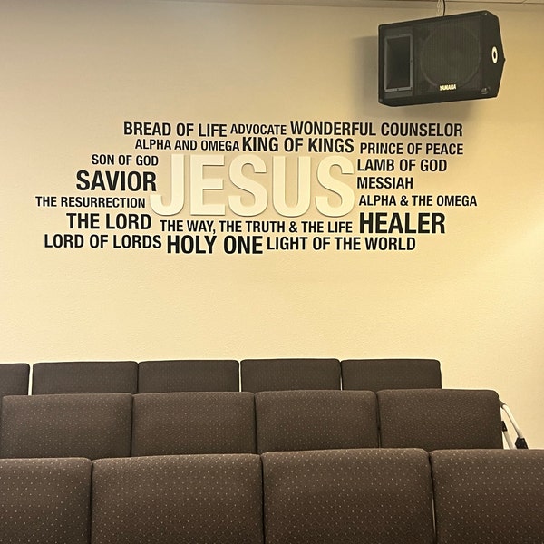 Jesus Wordcloud, Religious Wall Sign, Christian Wall Words, Church ...