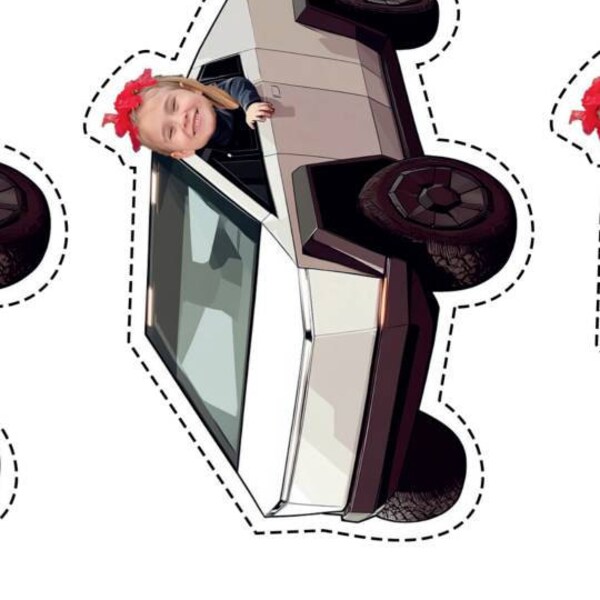 Cyber Truck Driver Face Cupcake Toppers, Personalized Cyber Truck Party ...