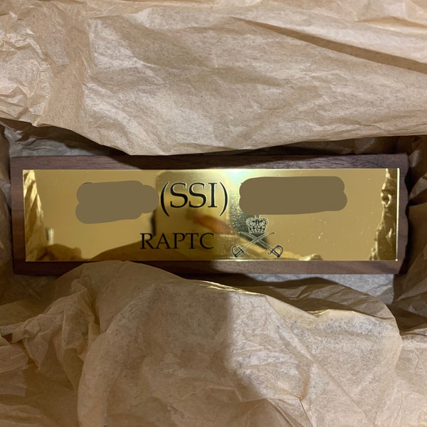 Solid Wood Personalised Desk Name Plate, Office Plaque Solid Wood Base ...