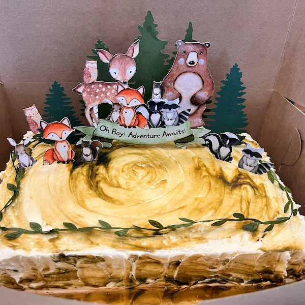 Woodland Cake Topper, Forest Animals Cake Topper, Straw Cake Topper ...