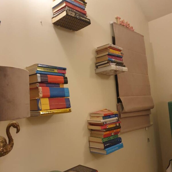 Galleksa Invisible Floating Metal Hidden Bookshelf Wall Mounted Storage ...