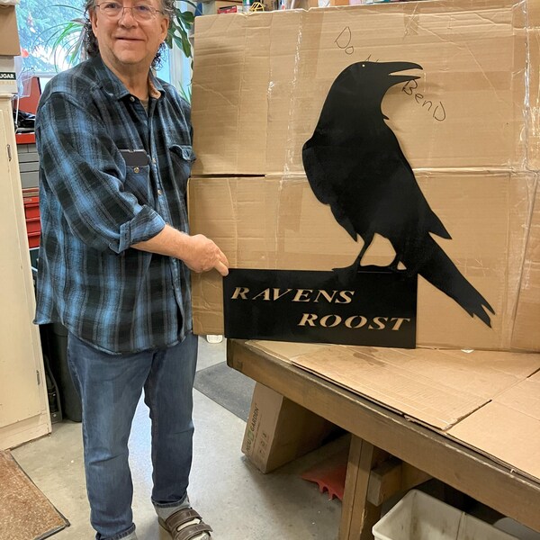 Raven Crow Metal Yard Art Free Shipping Great Gift AA - Etsy