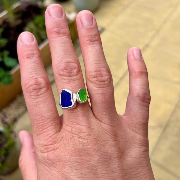 Handmade New Zealand Paua Shell Silver Ring - Bezel Ring - Blue Shell ...