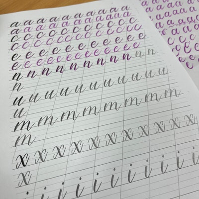 Basics of Brush Pen Calligraphy Practice Sheet Templates, Work Book for ...