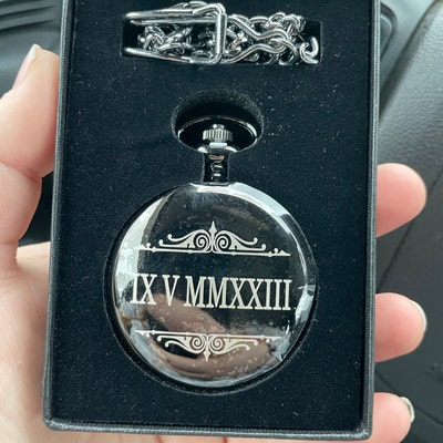 Personalized Pocket Watch Silver Laser Engraved Pocket Watch Silver ...