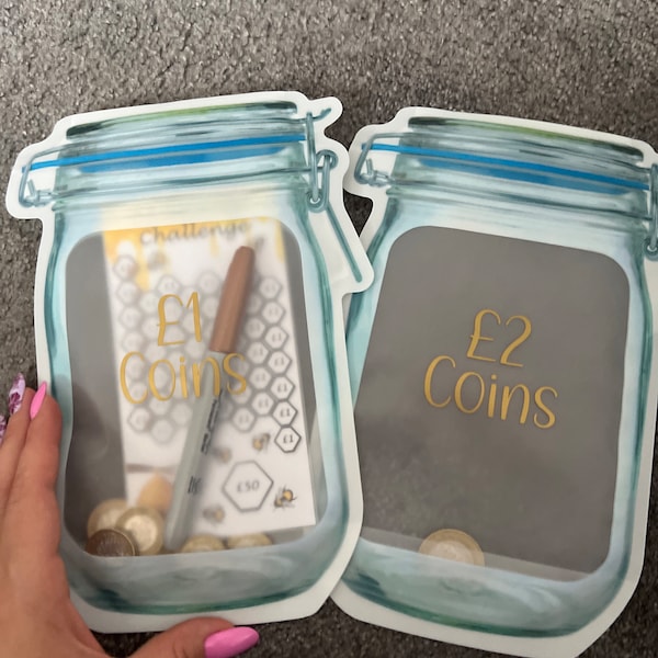 2 Pound Savings Challenge, Coin Jars, Savings Challenge, Lay Flat ...