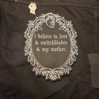 Large Embroidered Back Patch - ""love/switchblades/mother" - Etsy Canada