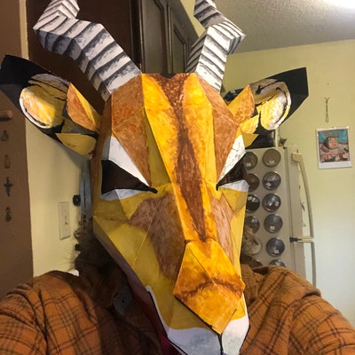 Make Antelope Mask,head Mask,polygon Mask,diy Paper,instant Pdf,face ...
