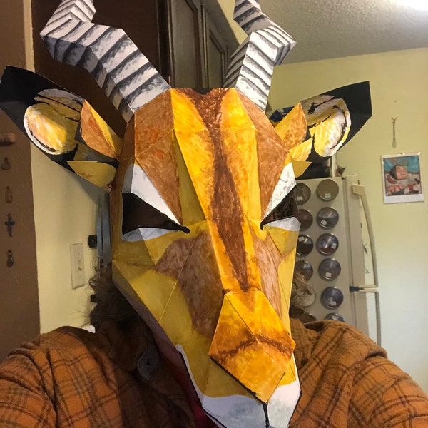 Make Antelope Mask,head Mask,polygon Mask,diy Paper,instant Pdf,face ...
