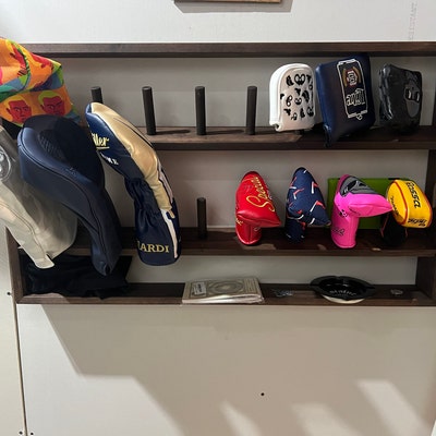 Golf Putter Cover Display Rack 32 / Stained Display Case Golf Headcover ...
