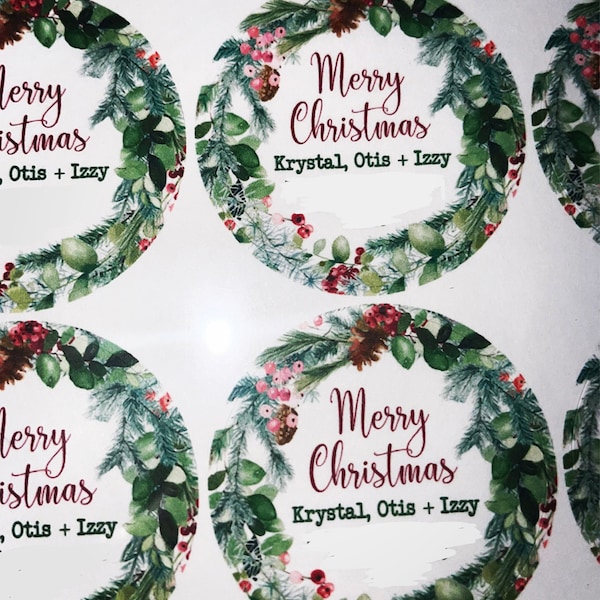 Watercolor Christmas Wreath - CUSTOM Christmas Address Labels or ...