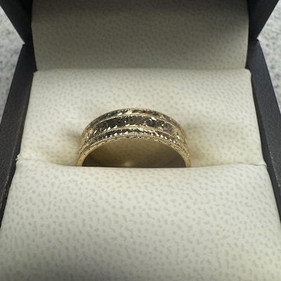 Engraved Stackable Women's Wedding Ring, Thin Rounded Wedding Ring ...