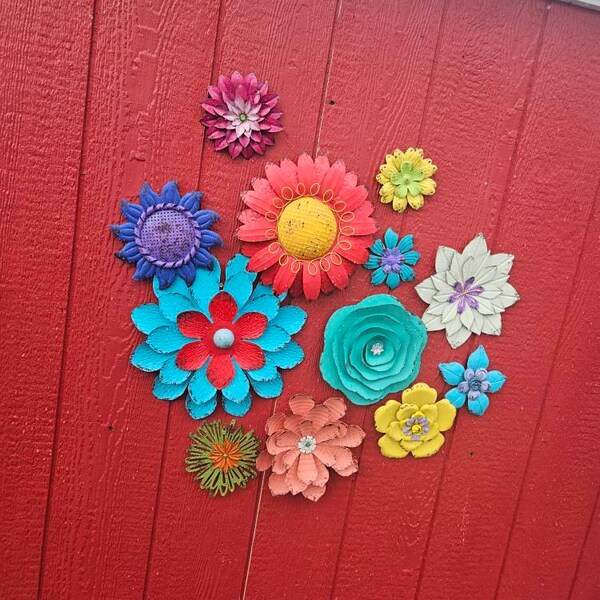 ONE 13 CONEFLOWER Assorted Colors Flower Pot Stake/blue Orange Red Lime ...