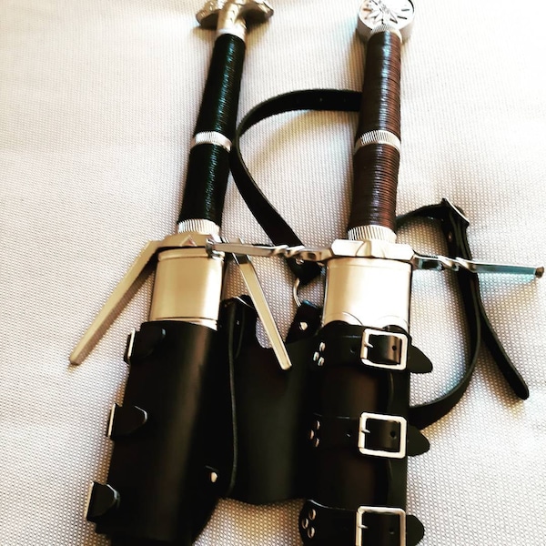 Wolf Double Back Scabbard - Black Leather - LARP and Cosplay - Etsy