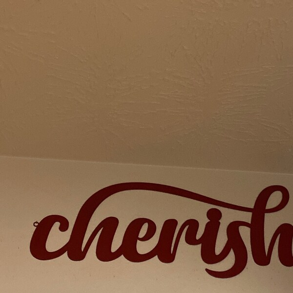 Cherish Script Metal Word Sign Rustic Metal Sign Cursive Farmhouse ...