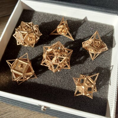 Vortex Polyhedral Dice Set Bronze 6 Pieces - Etsy