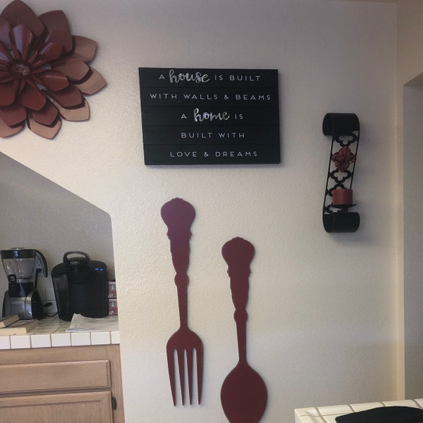 Fork Spoon Dining Room Sign Farmhouse Sign Decor Farmhouse Style Giant ...