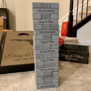 Custom Wedding Tumble Tower Blocks Wedding Guest Book Game | Etsy