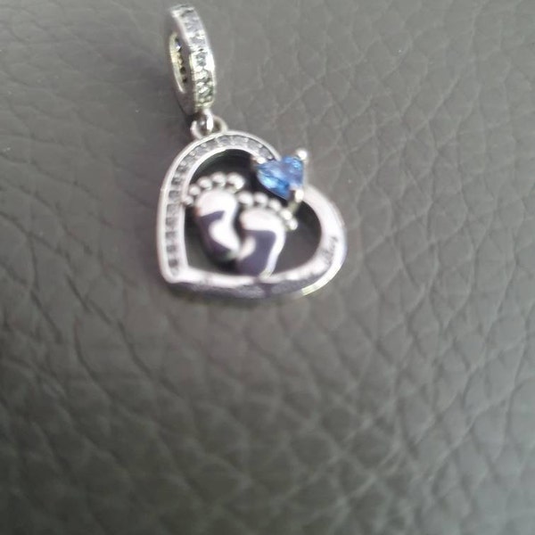 Pandora Fitting Baby Boy Feet Charm 925 Silver Footprint Baby Shower ...