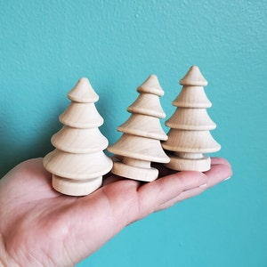 Turned Wooden Tree, Wooden 3 Dimensional Tree, 2 3/4" Tree, DIY Small ...