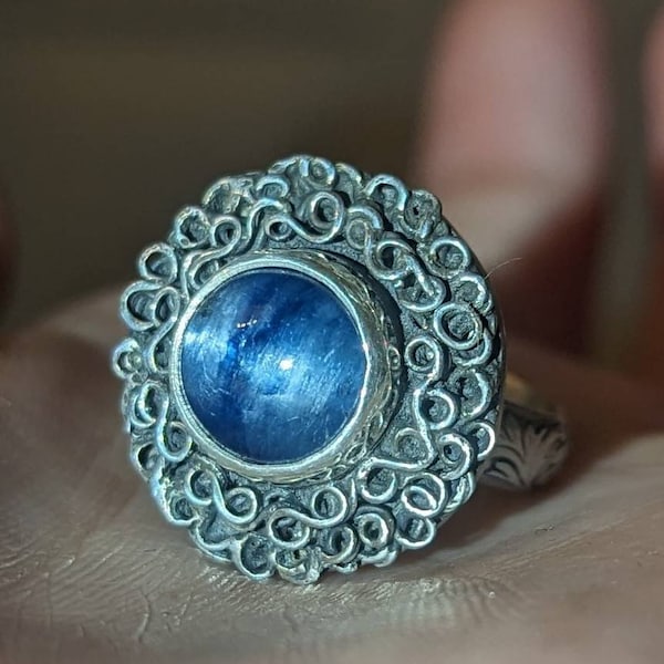 Dark Moon Ring in Sterling Silver and Kyanite, Custom Sizing ...