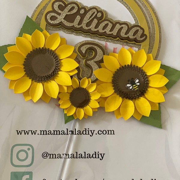 Sunflower Cake Topper, Sunflower Birthday, Sunflower Party Theme ...