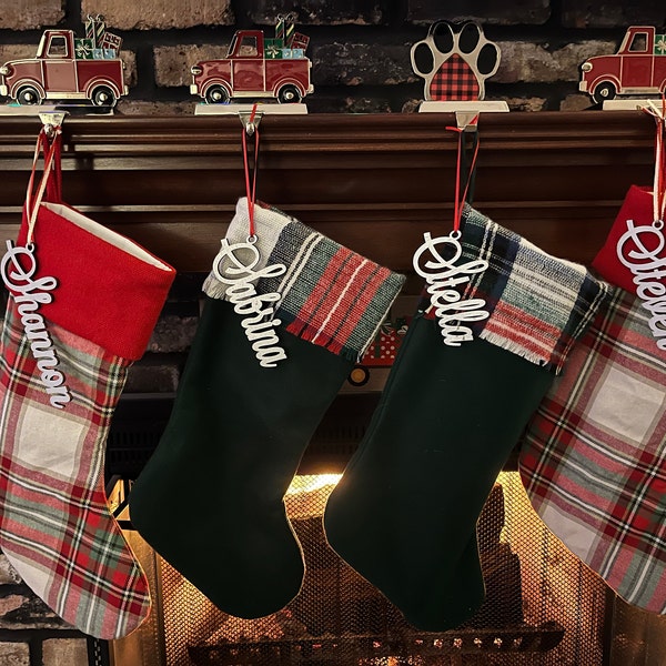 Christmas Stocking Name Tags Personalized Stocking Wood Letters Custom ...