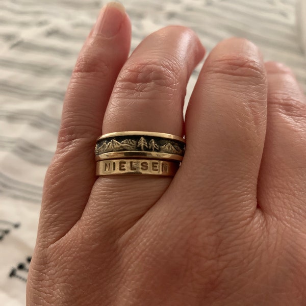 MOUNTAIN LANDSCAPE Wedding Band, 5.5mm Wide, in 14k Yellow, Rose or ...