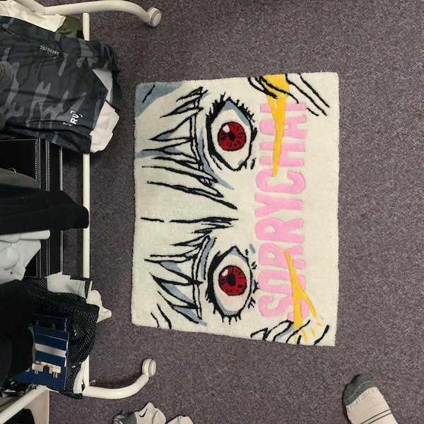 CUTE PINK RUG // Custom Anime Rug // Gamer Rug // Aesthetic Home Decor ...