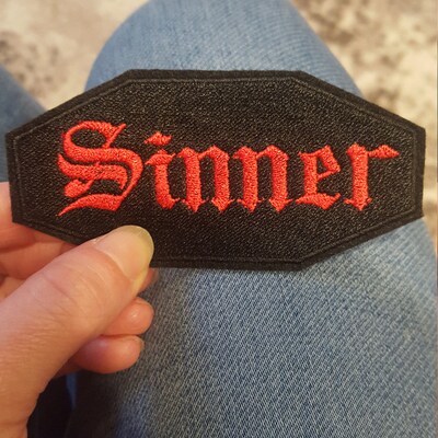 Sinner Embroidered Patch With Iron on Adhesive - Etsy