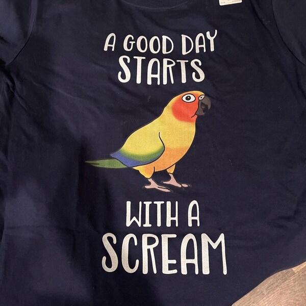 A Good Day Start With a Scream Sun Conure T-shirt, Birb Memes Clothing ...