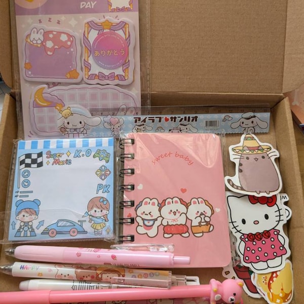 Set of 4 Notebook Student Horizontal Line A5 Notebook Cartoon Cute Ice ...