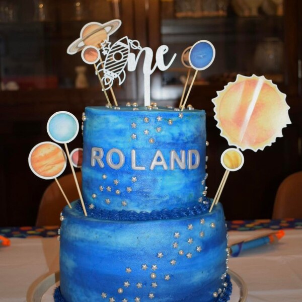1st Birthday Cake Topper Space Birthday Party One Cake Topper First ...