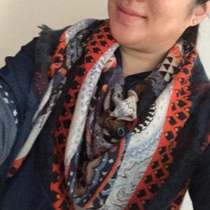 Silky Chiffon Scarf Beige Scarf Daisy Print Floral Scarf so - Etsy
