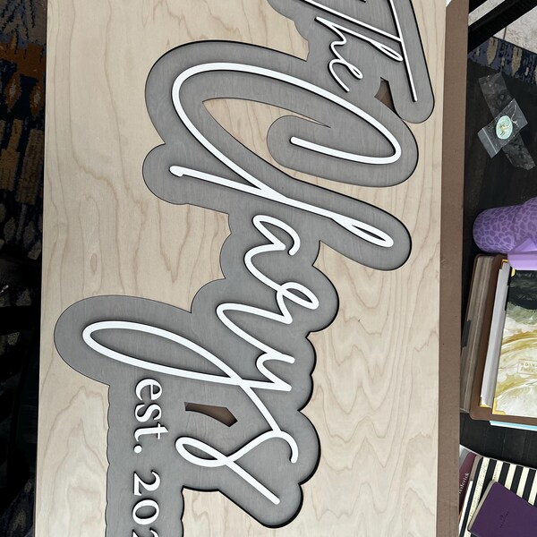 Layered Wooden Backdrop Sign | Wood Family Name Sign | Wedding Guest ...