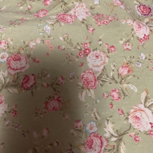 Vintage Rose Fabric, 100% Cotton Poplin, Small Flowers Pink Roses ...