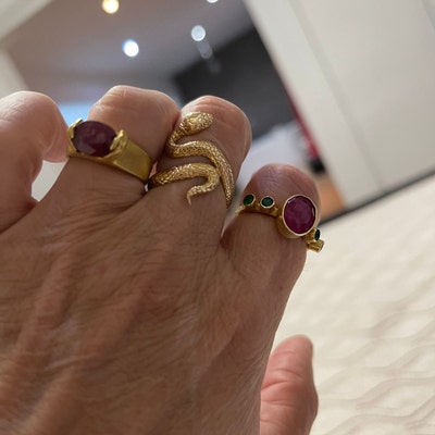 Hand Ruby Silver Ring Solid Silver 925K Sterling Silver Five Fingers ...