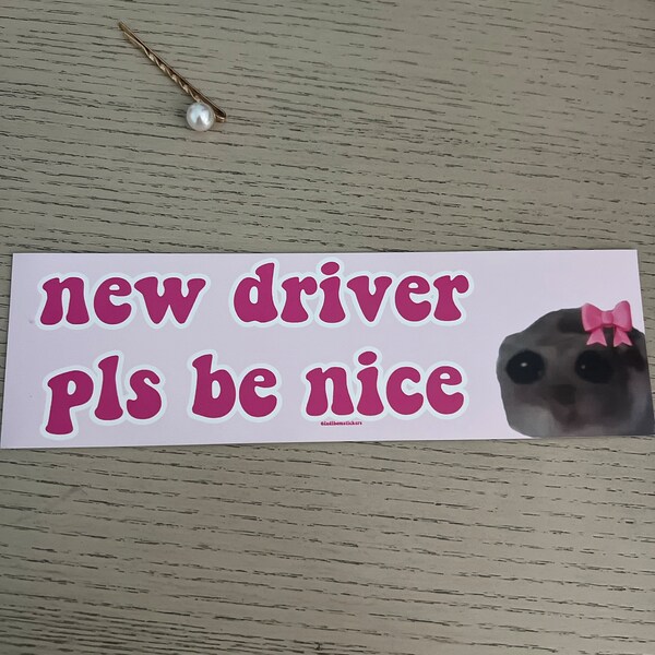New Driver Pls Be Nice | Bumper Sticker AND Magnet | Funny Meme Sticker ...
