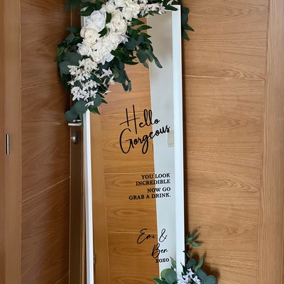 Hello Gorgeous Wedding Mirror Sticker Personalised Names, Selfie Mirror ...