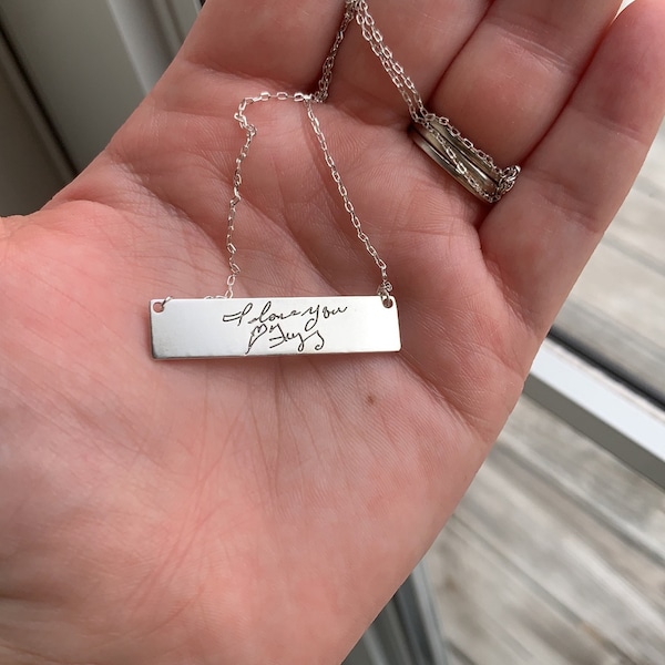 Handwriting Jewelry • Engraved Actual Handwriting Necklace • Keepsake ...