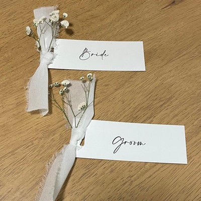 Neutral Place Cards Wedding, Name Cards Minimalist, Handmade Paper ...