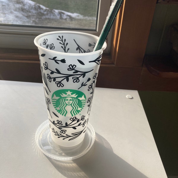 Flower Starbucks Cup • Botanical Design • Starbucks Cold Cup • 24oz ...