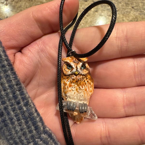 Magic Necklace Barn Owl Necklace Owl Amulet Polymer Clay - Etsy